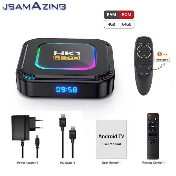 Boîtier Smart TV HK1 RBOX,Android 13.0,ARM Cortex A53,2-4 Go RAM,16-32-64 Go,8K,24fps,3D,Wifi 6 ...