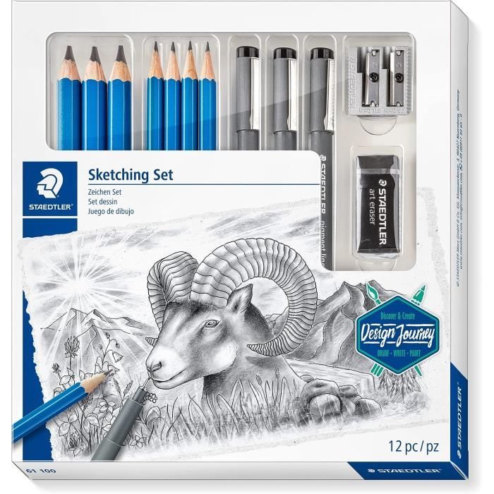 Staedtler Mars Lumograph, Coffret dessin graphite pour beaux-arts ...