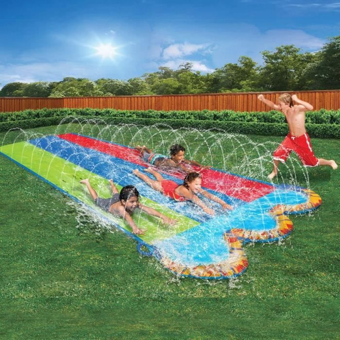 BANZAI Triple Racer Toboggan à eau gonflable pour extérieur Longueur 4 ...