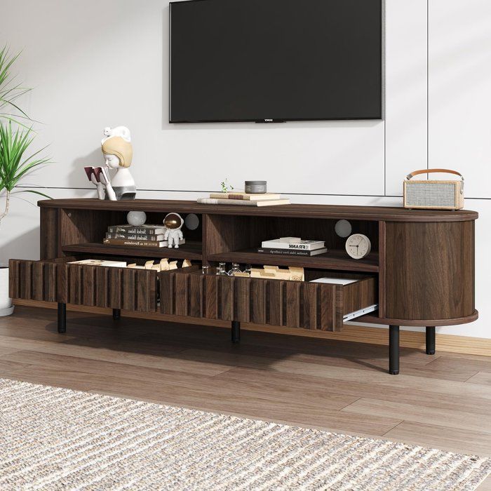 Meuble TV - Lowboard avec 2 armoires - 160*40 *48cm - couleur noyer ...