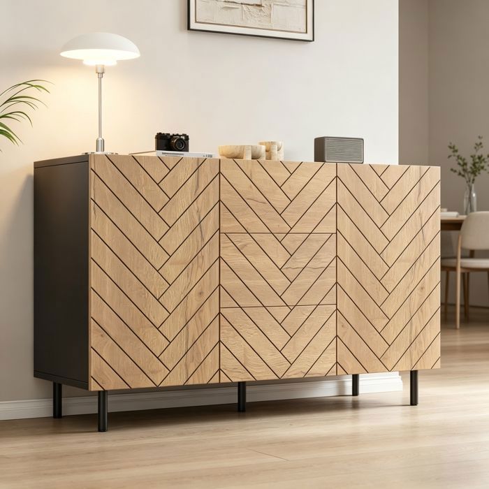 Buffet design moderne 120x40x76 cm , 3 tiroirs, 2 armoires, Commode ...