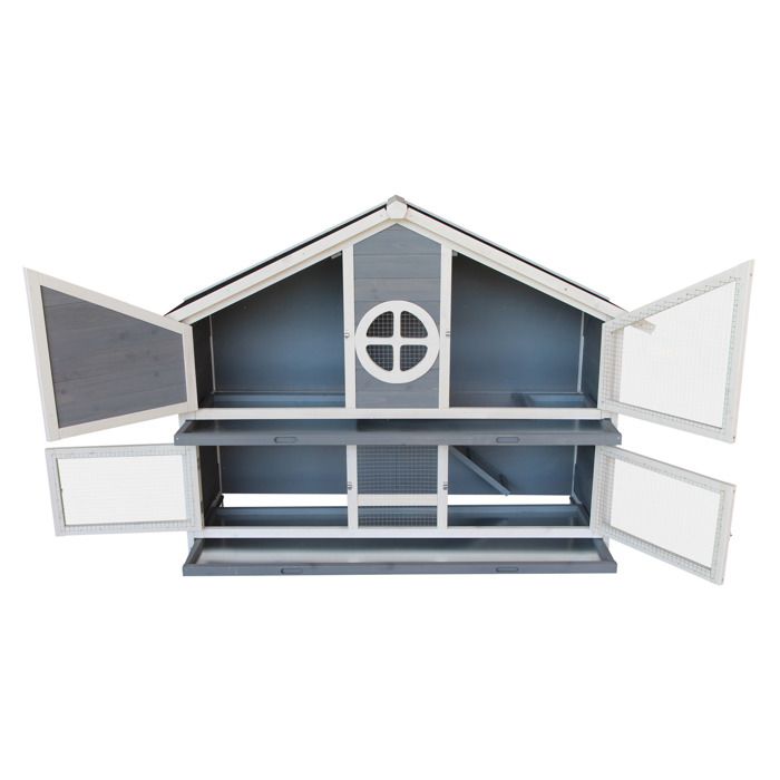 Wiltec Clapier Villa de luxe – 1160 x 450 x 1080 mm – 2 étages – Toit ...