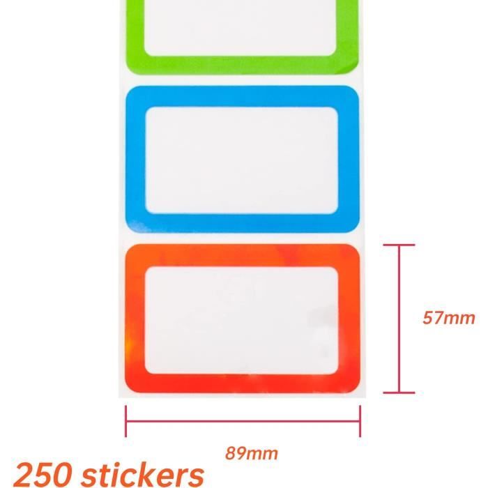 L LIKED Lot de 250 étiquettes autocollantes - Couleurs unies avec ligne ...