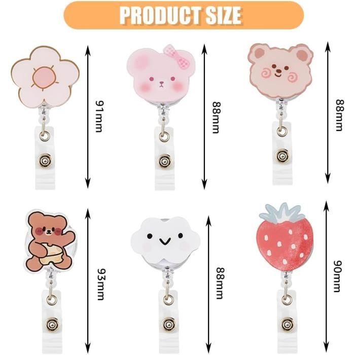 6 Pièce 6 Styles De Porte Badges En Acrylique Porte Badges Rétractables ...