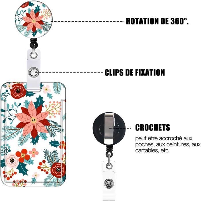 Porte-Badge Rétractable Avec Cordon Porte Cartes D'Identité Et Lanière ...