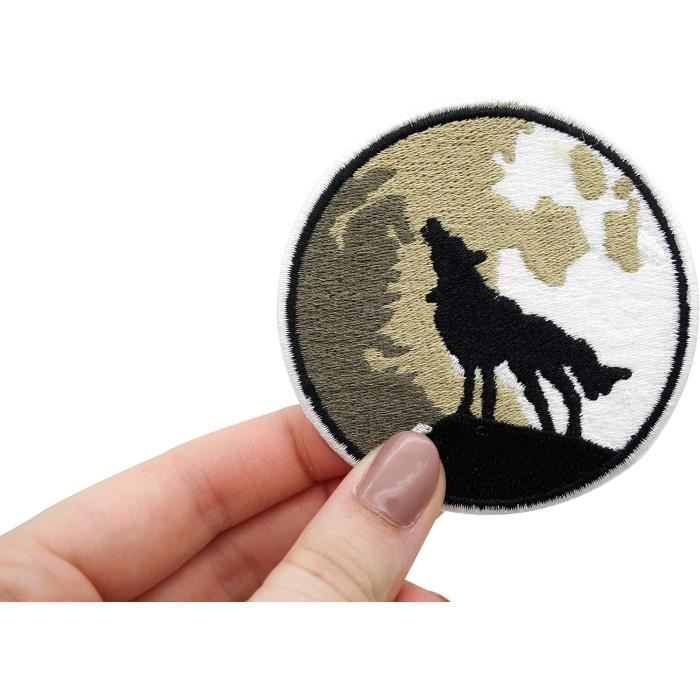 Écusson Thermocollant | Loup Hurlant La Lune | Patch À Coller Au Fer À Repasser Ou À Coudre ...