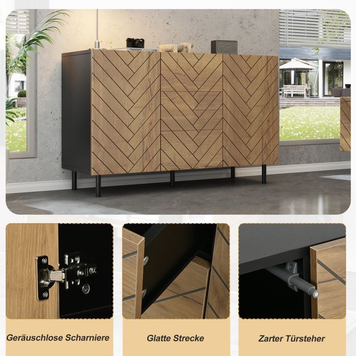 Buffet design moderne 120x40x76 cm , 3 tiroirs, 2 armoires, Commode ...