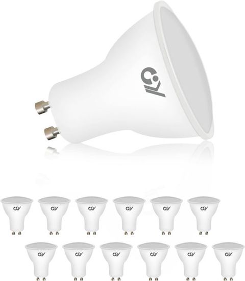 Lot de 12 Ampoules LED GU10 8W quivalent 80W 800 lumens Blanc Froid 6500K 120 Larges Faisceaux ...
