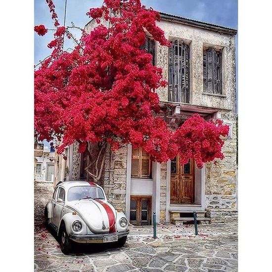 Diamond Painting 5D Diamant Peinture Rouge Arbre Voiture Diy Cristal Strass Peinture 30X40Cm ...