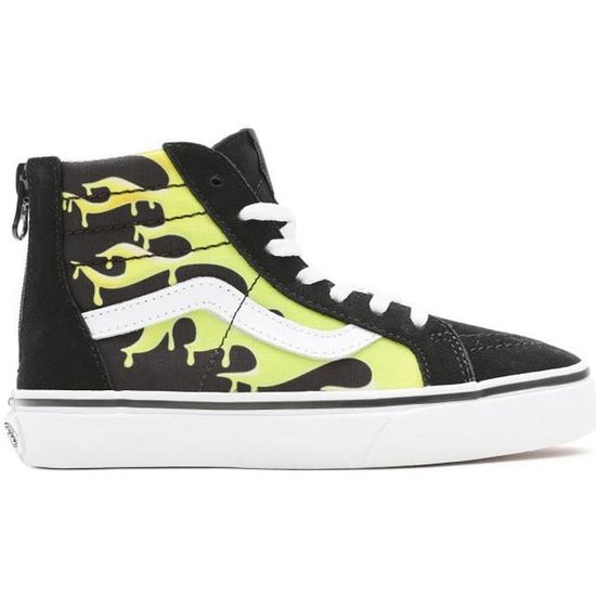 Chaussure Enfant Vans Sk8-Hi Zip Slime Flame - Noir - Fermeture Zip ...