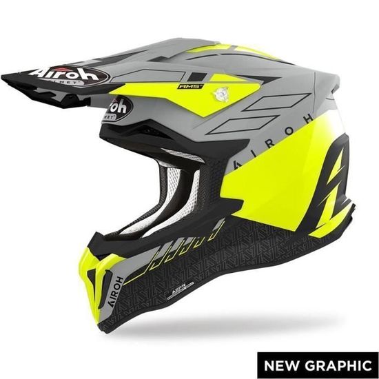 Casque moto cross Airoh Strycker Glam - yellow gloss - XS - Cdiscount Auto