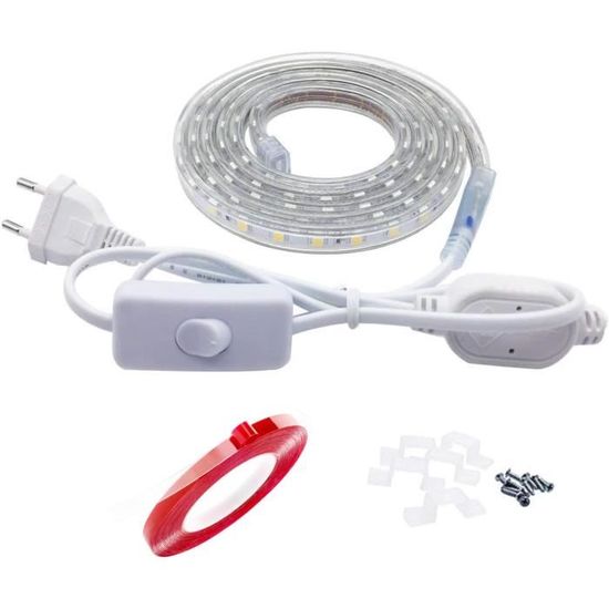 Ruban Led, 2M Bande Led Ip65 Etanche Bande Led Lumineuse 220V 230V ...