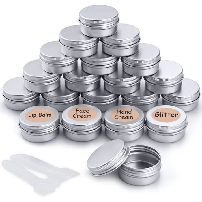 Pots en Aluminium, 20 Pièces Conteneurs Cosmétiques Vide Pots de Voyage ...
