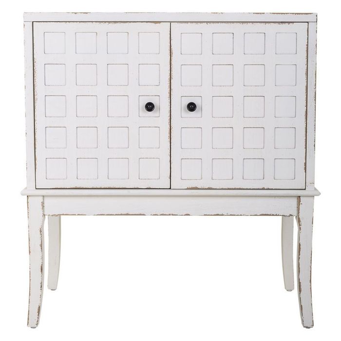 Meuble console, table console en bois avec 2 portes coloris blanc ...