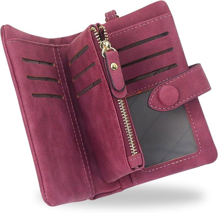 Fuchsia Portefeuille Femme RFID Blocage,Grande Capacité Petite Porte ...