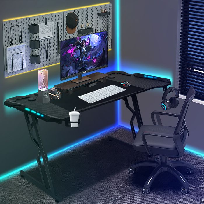 Tubiaz Bureau Gamer 140x60x75cm, RGB Bureau Gaming avec LED, avec Tapis ...