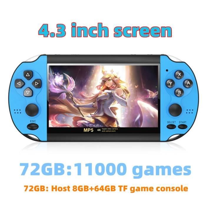 4.3 Blue 72G - Console de jeu vidéo rétro, 4.3 jeux intégrés, appareil de jeu portable, prise en ...