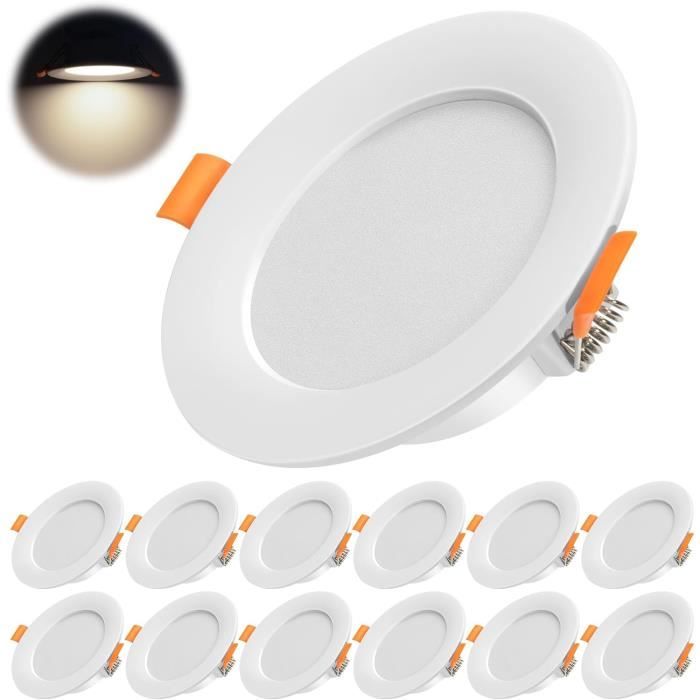 Spot encastrable LED 230V ultra plat, Lot de 12 spots encastrables 4500K 7W Spots de plafond ...