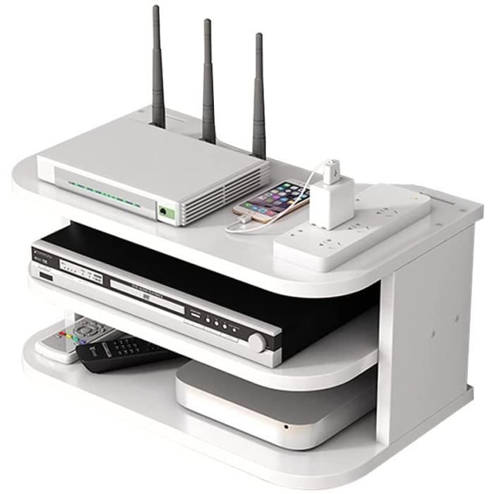 Routeur WiFi Boîte de Rangement Étagères Flottantes Meuble TV Rack Top ...