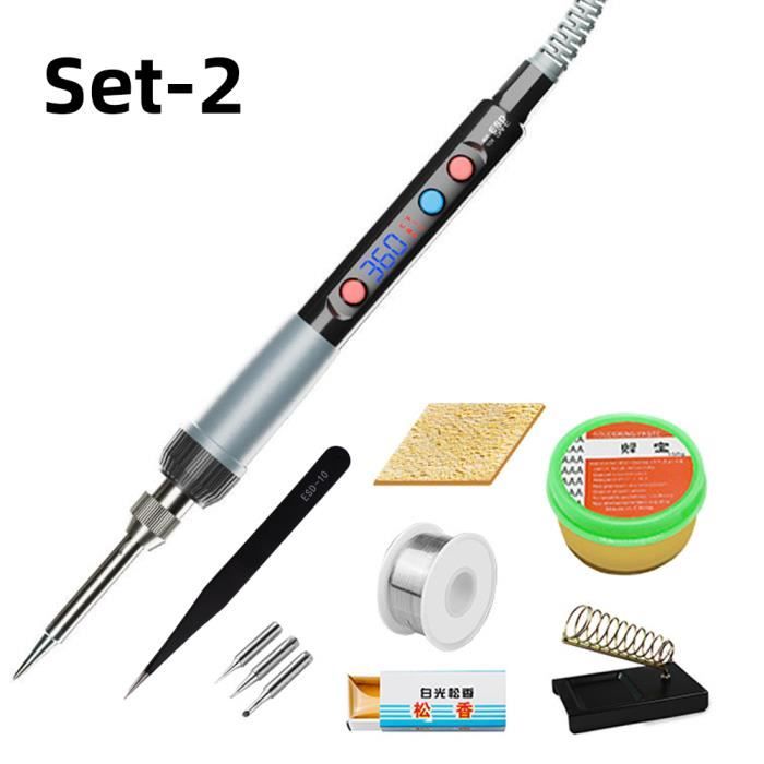 Poste a souder,Kit de fer à souder électrique numérique 60W,température réglable 220V,outil de ...