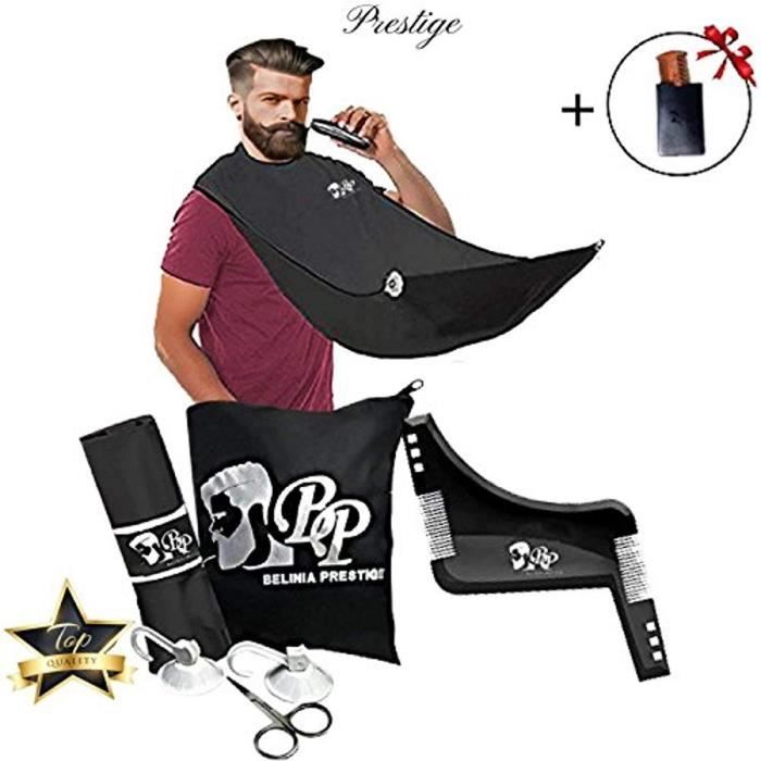 Coffret barbe - tablier de barbe, Bavoir à barbe avec 2 Ventouses + 1 ...