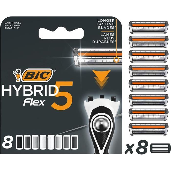 BIC Hybrid 5 Flex Recharges Rasoir Homme - 5 Lames Mobiles Nanotech en ...