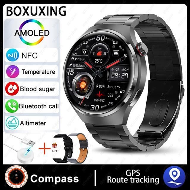 Montre intelligente GPS GT4 Pro pour hommes, écran HD 2024 x 360, fréquence cardiaque ...