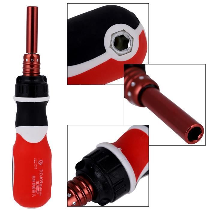 JIN-Tournevis à cliquet télescopique à embouts réglables Outil à main ...