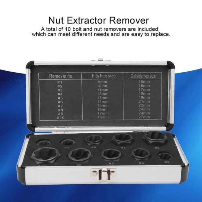 Extracteur d'écrou et de boulon endommagé - LECHEO - 10Pcs - Alliage d ...
