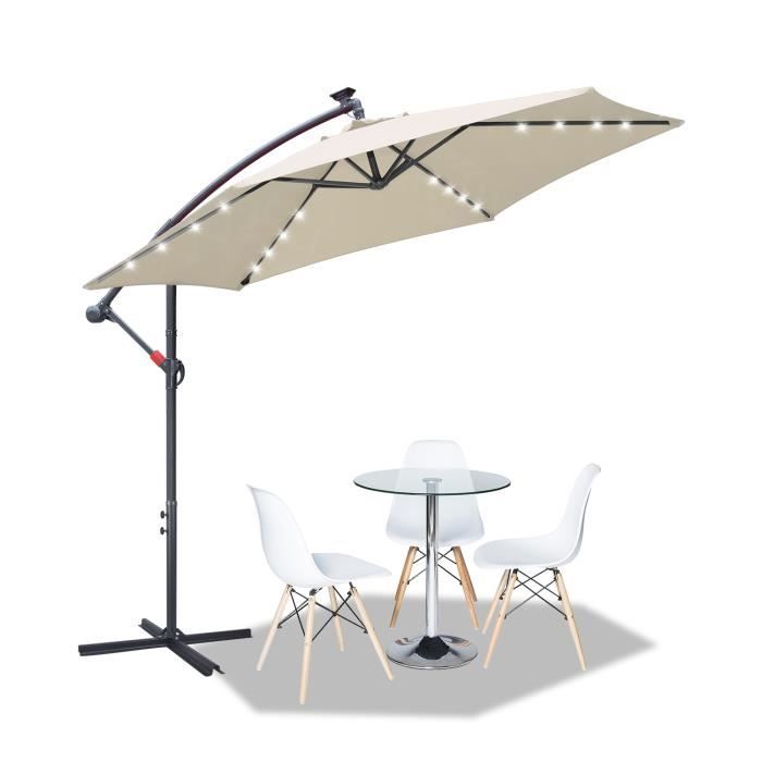 Lospitch Parasol déporté inclinable 3m - Parasol - Parasol de jardin ...