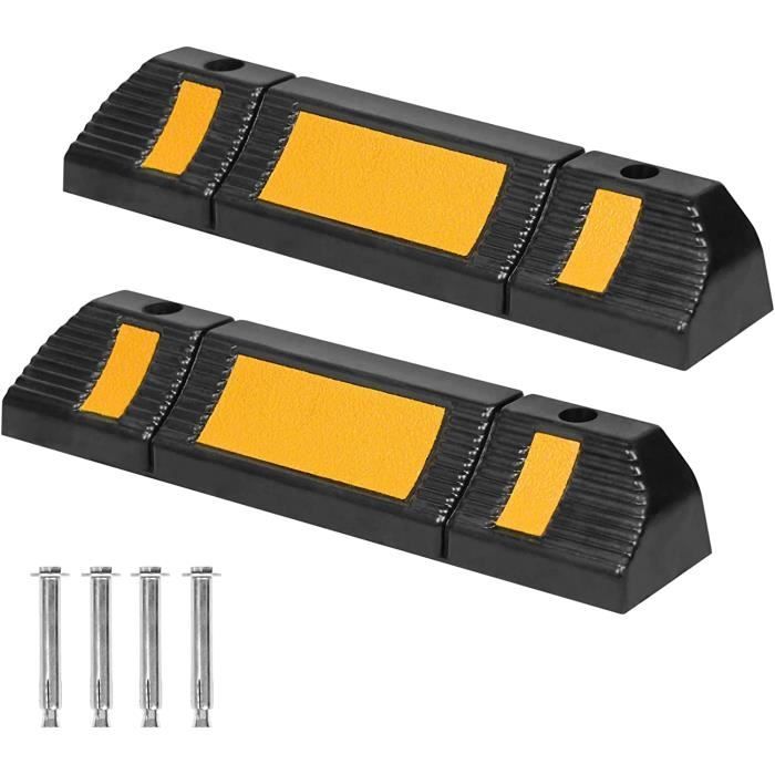 Butoir de parking - NAIZY - 60x12x10cm - Caoutchouc - Jaune et noir - 2 ...