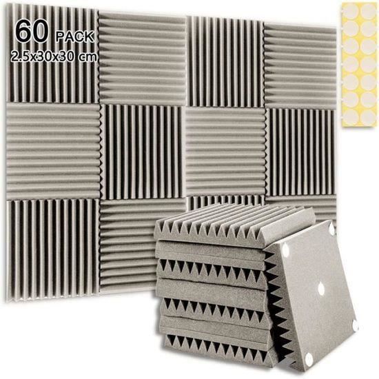 Lot de 60 Panneaux de Mousse Acoustique Insonorisante à Haute Densité ...