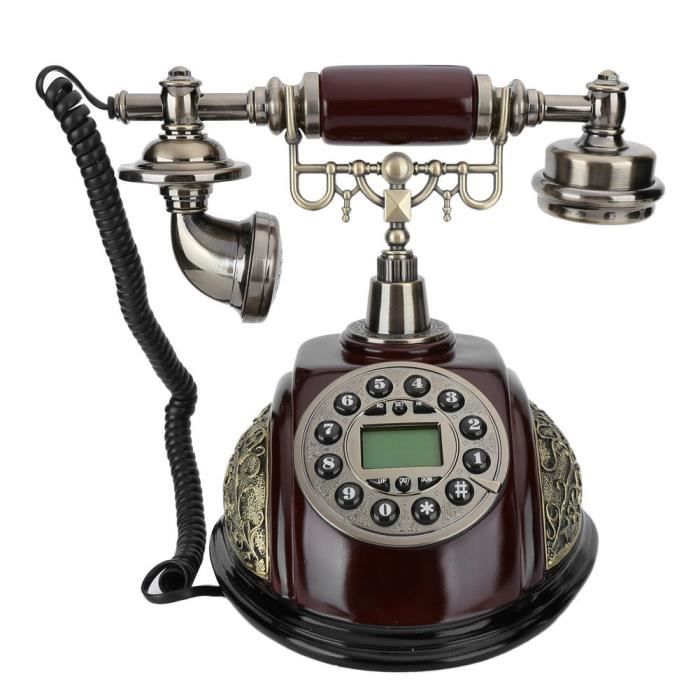 Qiilu Téléphone de style rétro CT‑N8028 Téléphone de Bureau à Cadran ...