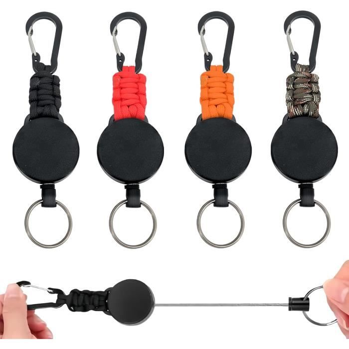 Porte-clés Rétractable Robuste, 4 Pièces Robuste Porte-Badge Enrouleur ...