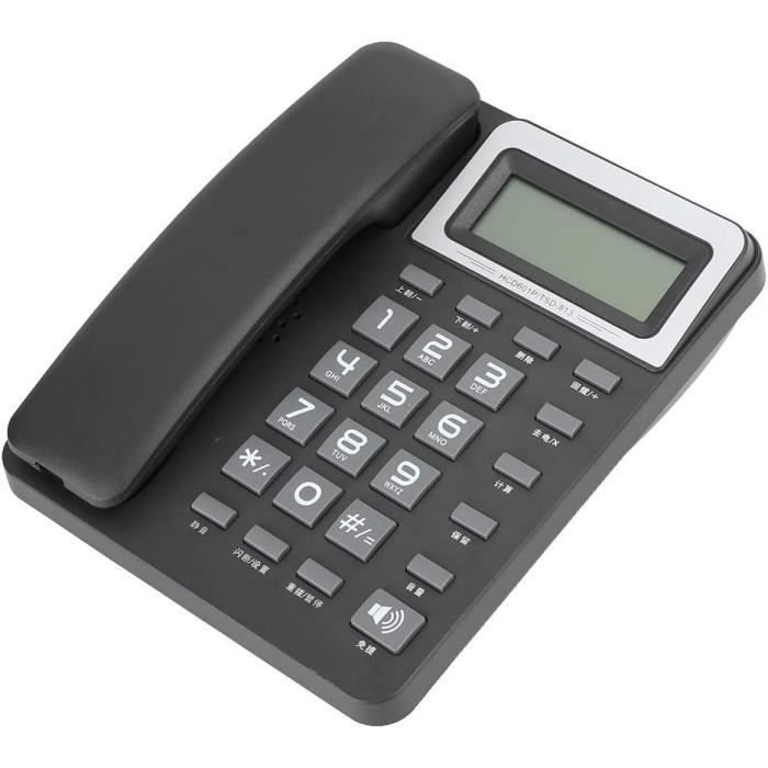 Téléphone Fixe, Téléphone Fixe Noir, Appels Mains Libres Et Affichage De L'Appelant Téléphones ...