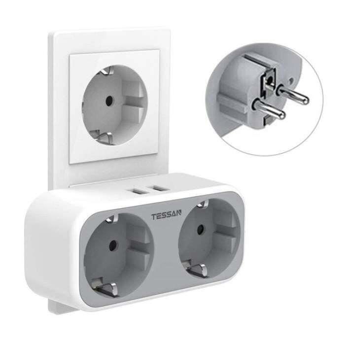 WD04757-MULTIPRISE, multiprise murale ue avec 3 prises ca et 3 ...