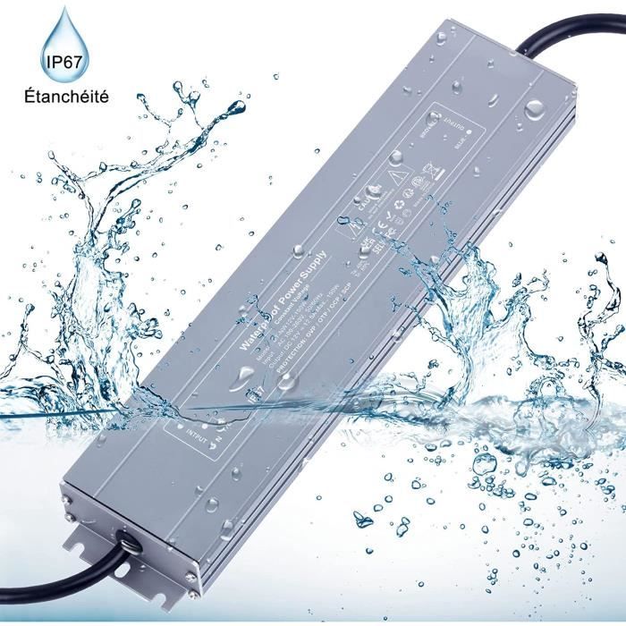 Transformateur 220v 12v Etanche, 150W IP67 Extérieur Driver LED, 12.5 Alimentation LED 12V ...