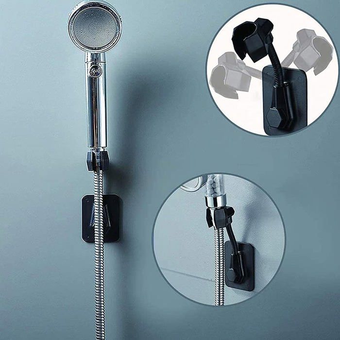 Support de douche mural universel adhésif 360° blanc pour pommeau (sans ...
