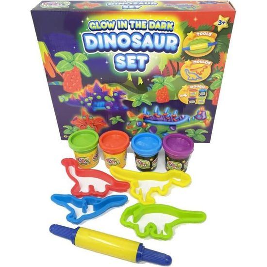 ® Ensemble de pâte à modeler dinosaure phosphorescente avec moules ...