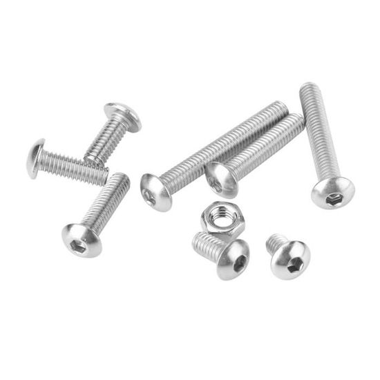 Vis À Six Pans Creux Assortiment De Boulons Et D'Écrous, 210Pcs M4 Ss304 Vis À Tête Hexagonale À ...