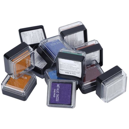 Tampon encreur de couleur métallique 12pcs Tampon Encreur Timbre ...