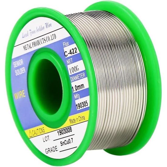 Vegena Fil de Soudure,1.0 mm Fil à Souder pour de Soudure,Sn 99.3% Cu 0 ...