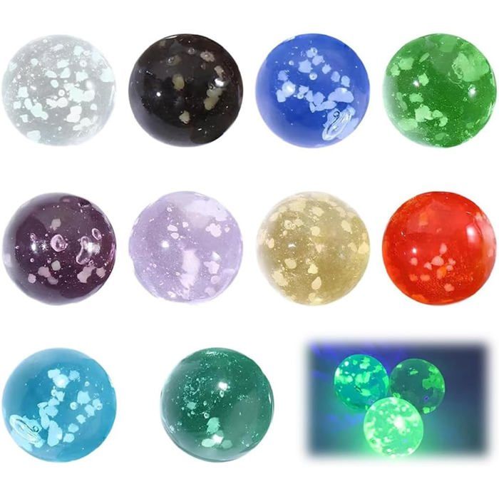 10 Billes Billes en Verre phosphorescentes, Pois Multicolores dans Une ...