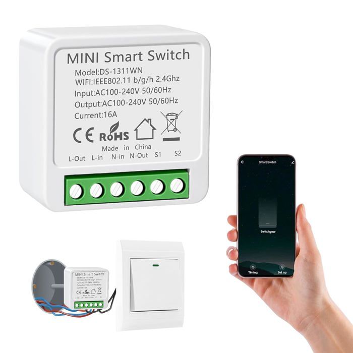 WiFi Switch, Connected Switch, Switch Lamp, Recessed Mount in Base, 2 ...