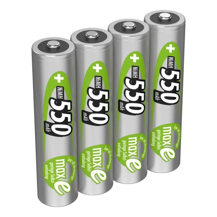 Pile AAA 550mAh micro NiMH 1,2V – 1000x rechargeable (lot de 4 ...