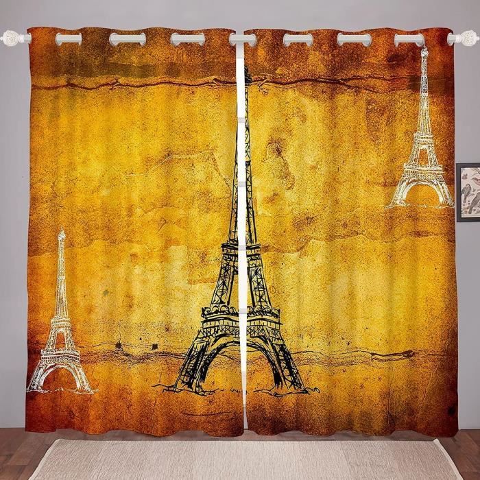 Rideau de fenêtre chic avec motif Tour Eiffel et paysage urbain de ...