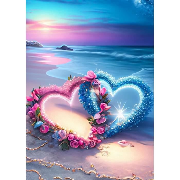 Peinture Diamant Adulte, Coeur Scintillant Diamond Painting Complet 5D ...