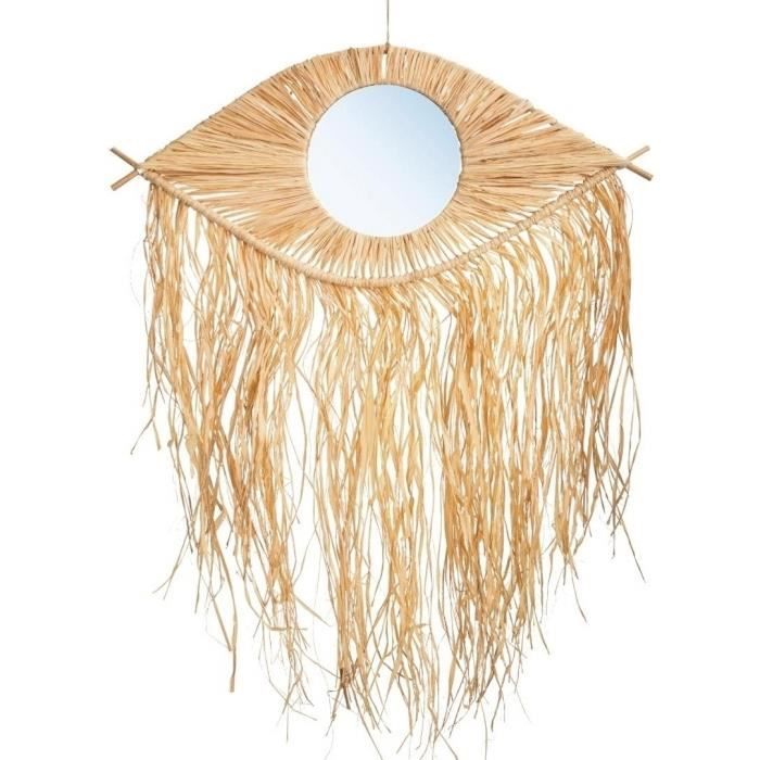 Miroir Oeil de Bali raphia 67 x 89 cm - Cdiscount Maison