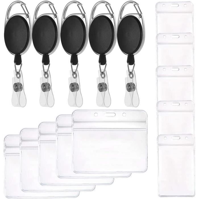 Lot de 15 pinces rétractables pour porte-badge avec porte-badge ...