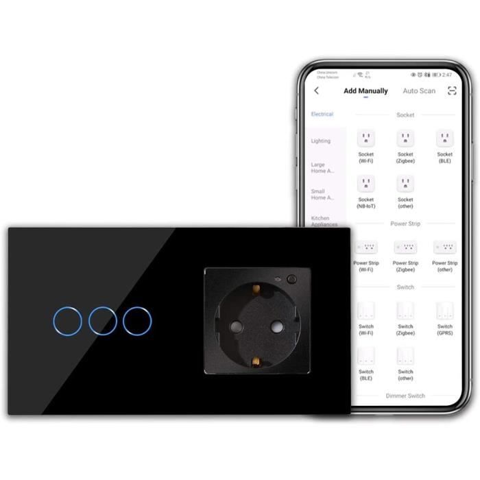 Wlan Socket Et Smart Light Switch - 3 Voies Tactile Switch Et Socket ...
